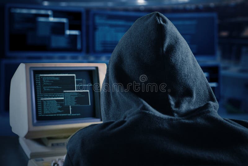Anonymous Man Doing Cyber Crime with Data Center Stock Photo - Image of ...