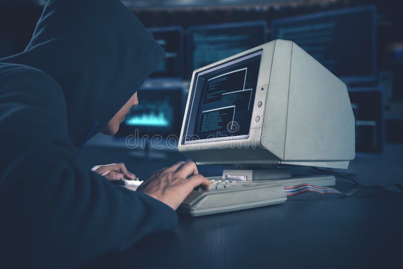 Anonymous Man Hacking Data Information on System Stock Photo - Image of ...