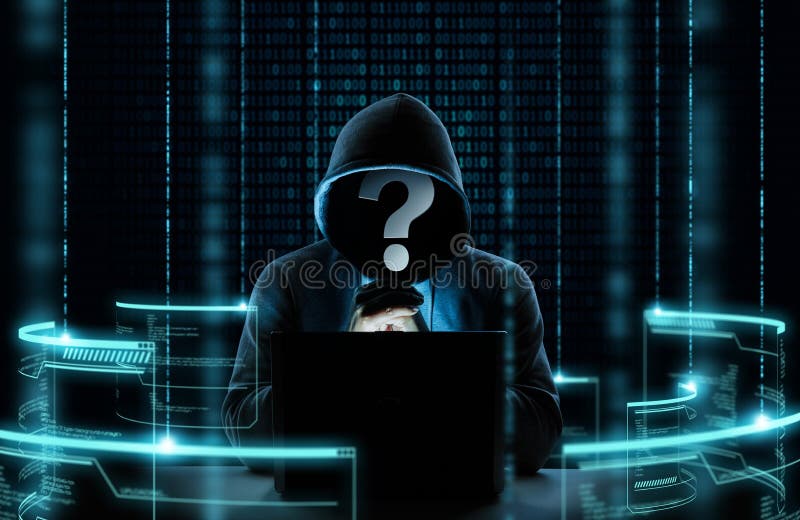 Anonymous Man Sitting in Front Off Laptop Computer he is Hacking To ...