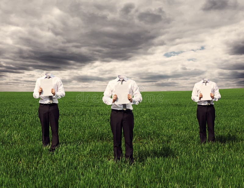 Anonymous Men Holding Empty Sheets Stock Photo - Image of faceless ...