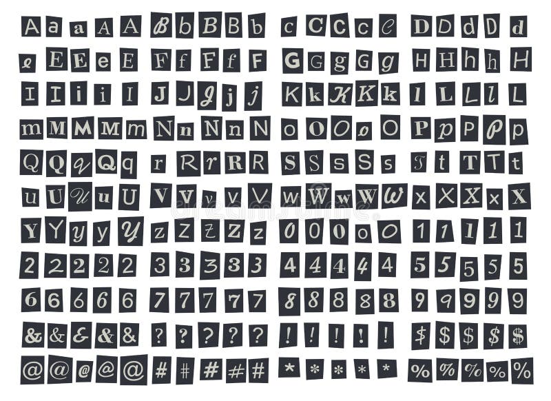 Anonymous Newspaper Letters and Numbers Set. Vector Stock Vector ...