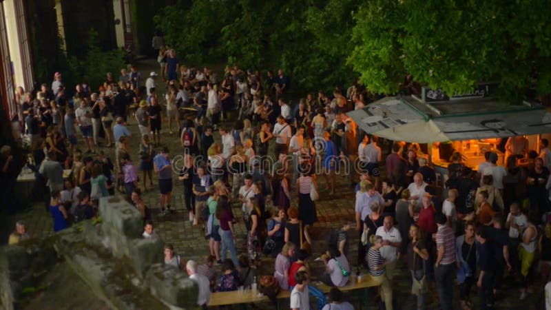 Anonymous People Crowd at Night Party Aerial Top View Stock Video ...