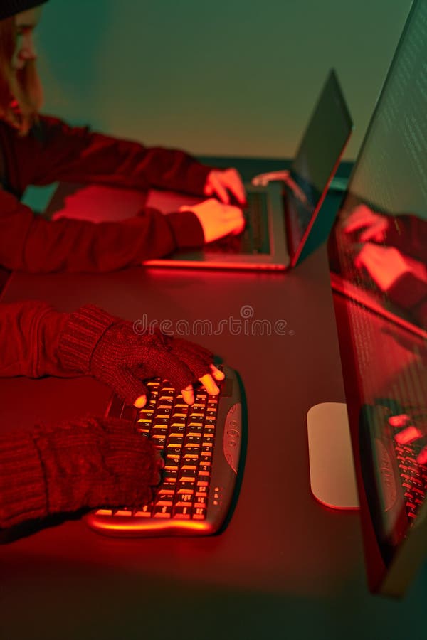 Anonymous People Using Computer And Programming To Break Code Cyber