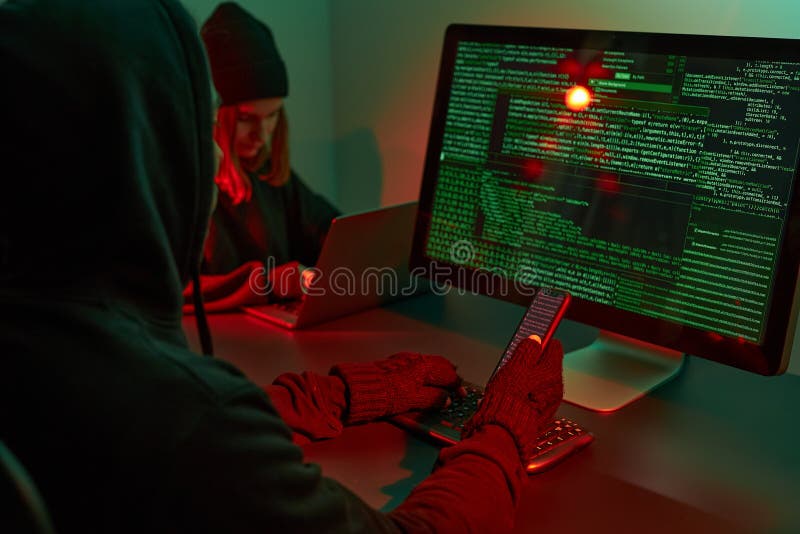Anonymous People Using Computer And Programming To Break Code Cyber Security Threat Internet
