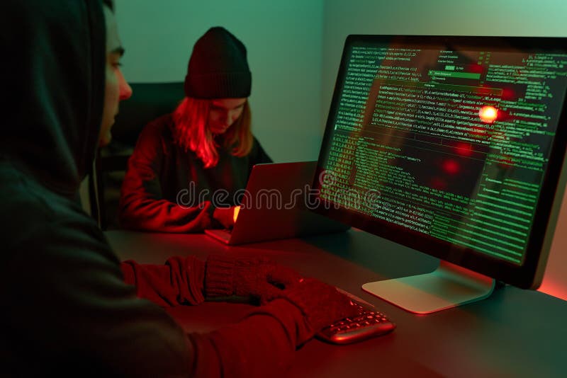 Anonymous People Using Computer And Programming To Break Code Cyber Security Threat Internet