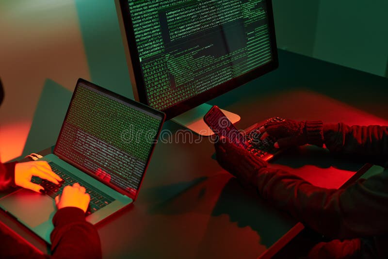 Anonymous People Using Computer And Programming To Break Code Cyber Security Threat Internet