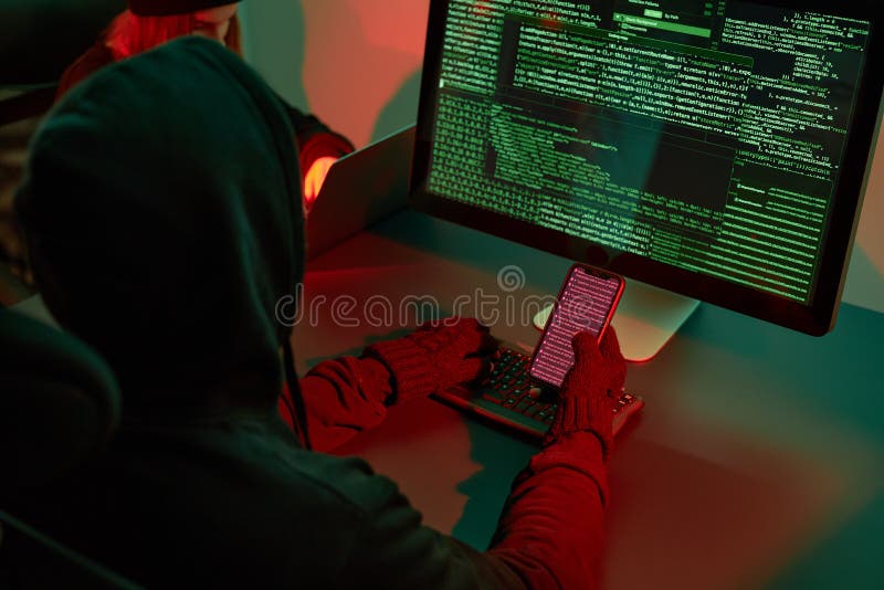 Anonymous People Using Computer and Programming To Break Code. Cyber ...