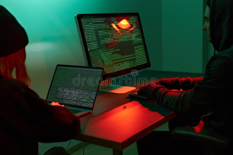 Anonymous People Using Computer And Programming To Break Code Cyber Security Threat Internet