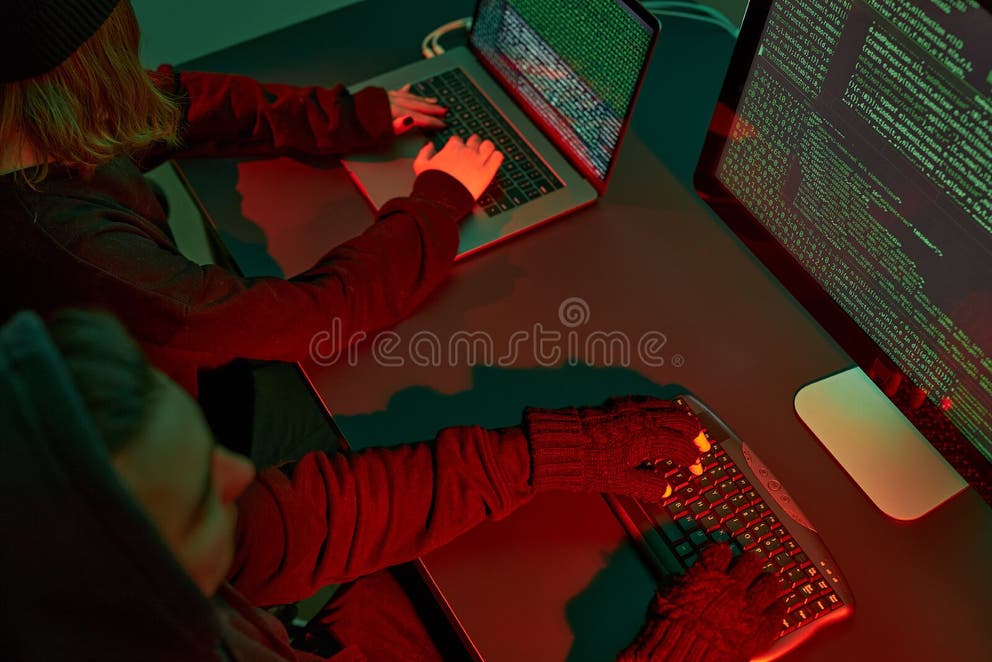 Anonymous People Using Computer and Programming To Break Code. Cyber ...