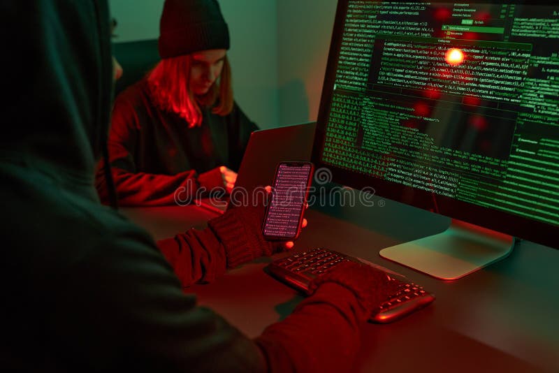 Anonymous People Using Computer and Programming To Break Code. Cyber ...