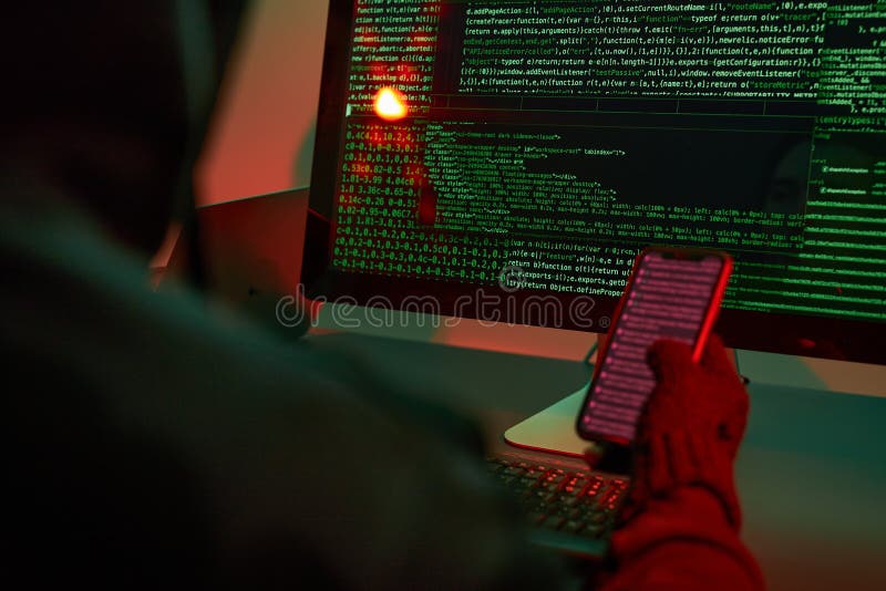 Anonymous People Using Computer And Programming To Break Code Cyber