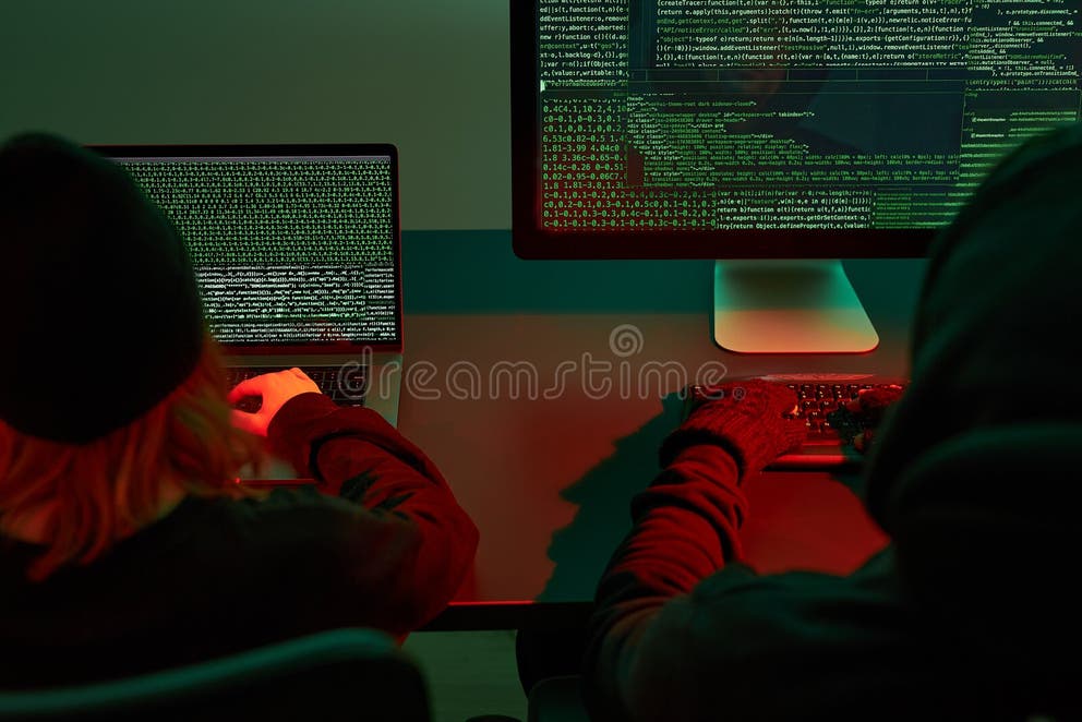 Anonymous People Using Computer and Programming To Break Code. Cyber ...