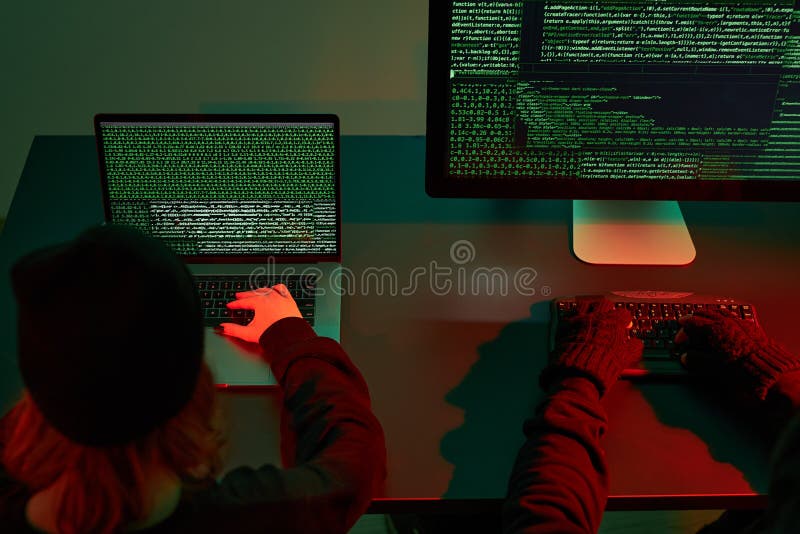 Anonymous People Using Computer And Programming To Break Code Cyber Security Threat Internet