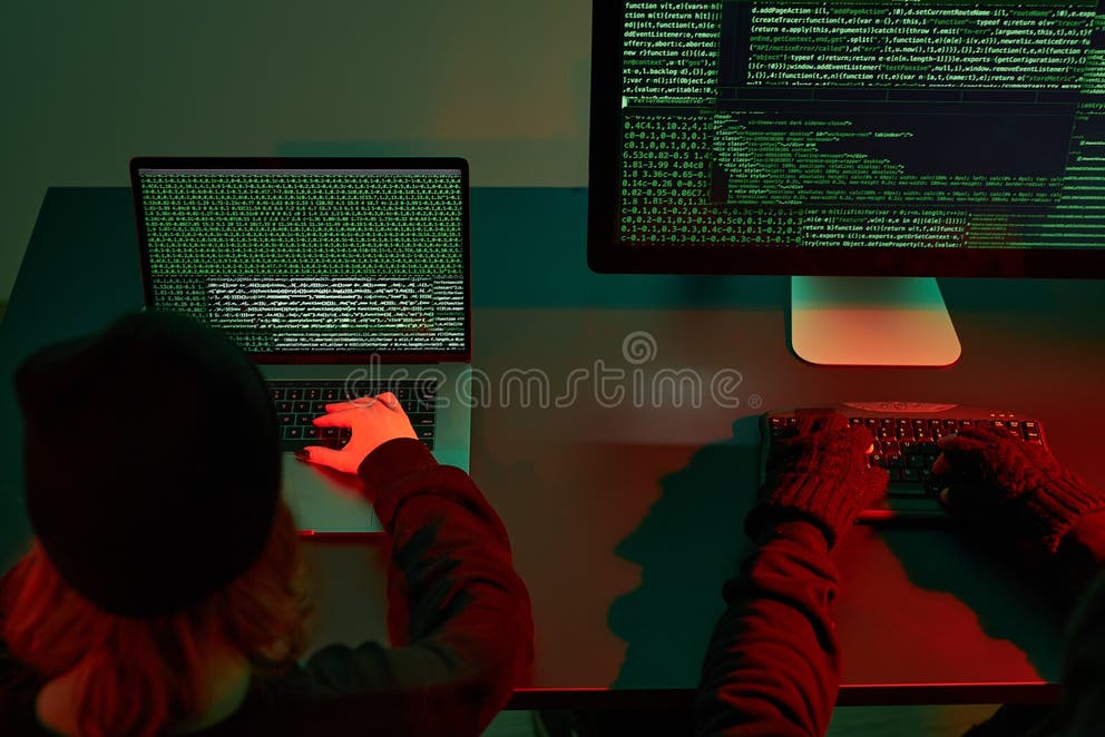 Anonymous People Using Computer and Programming To Break Code. Cyber ...