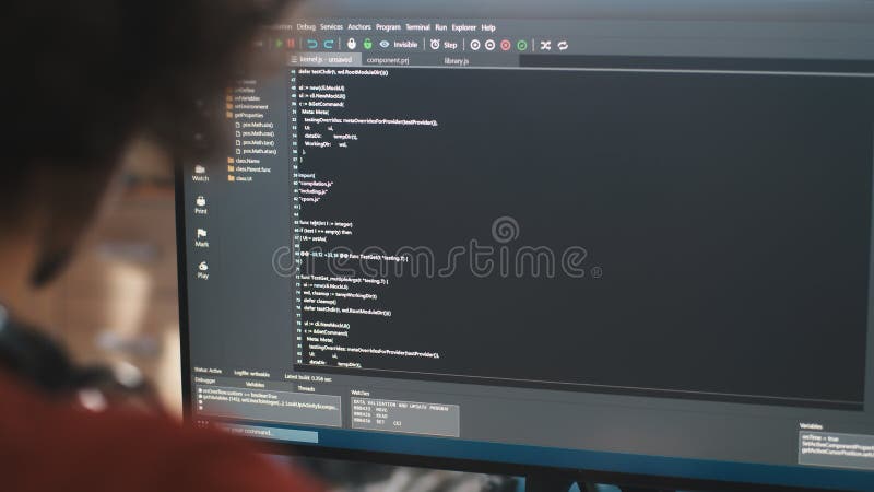 Anonymous Programmer Using Computer for Work Stock Image - Image of ...