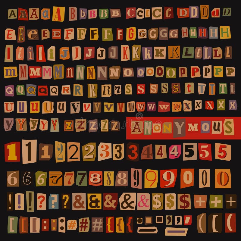 Anonymous Ransom Criminal Letters Alphabet Stock Vector - Illustration ...