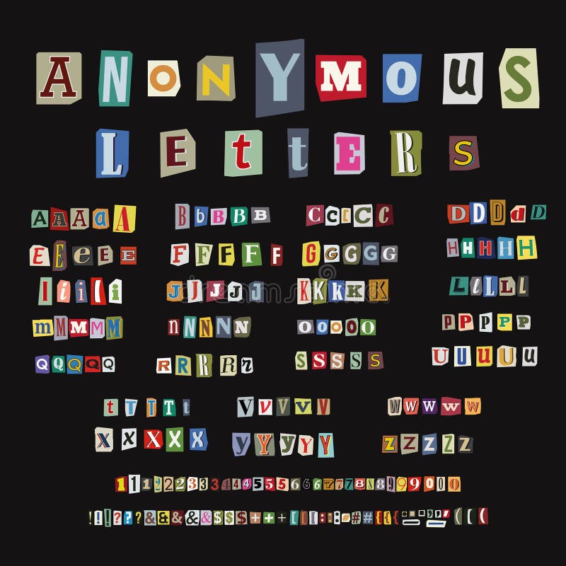 Anonymous Ransom Color Criminal Letters Stock Vector - Illustration of ...