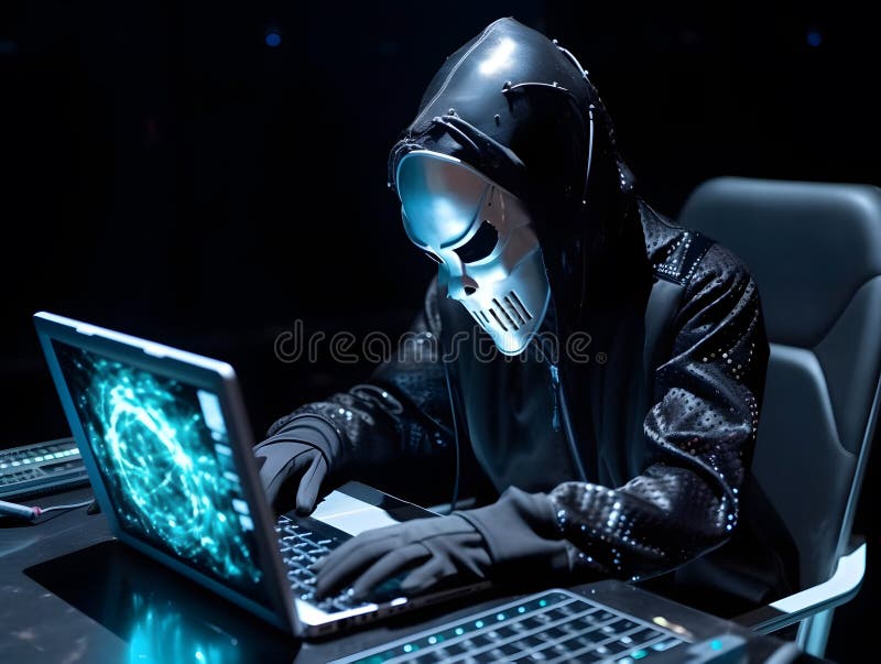 Anonymous Robot Hacker. Concept of Hacking Cybersecurity, Cybercrime, Cyberattack, Dark Web, Etc ...