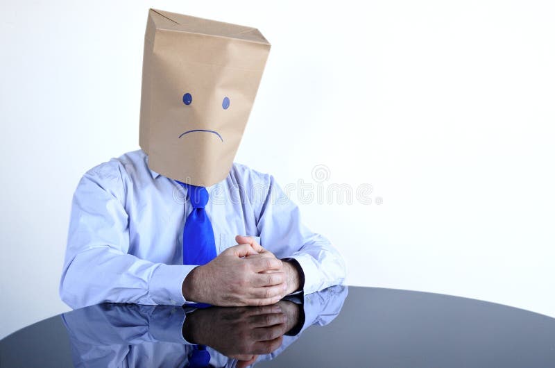 Anonymous Sad Man Sit At The Table Alone Stock Photo - Image of ...