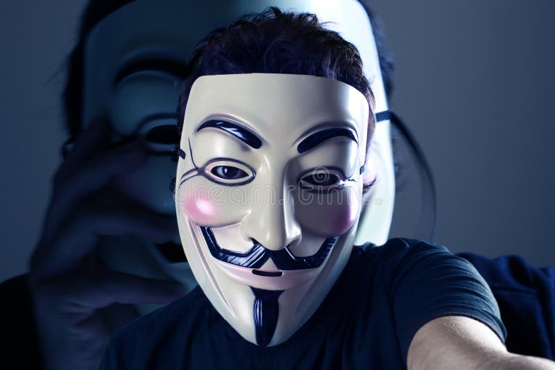 Anonymous Selfie editorial photography. Image of hackers - 43521417