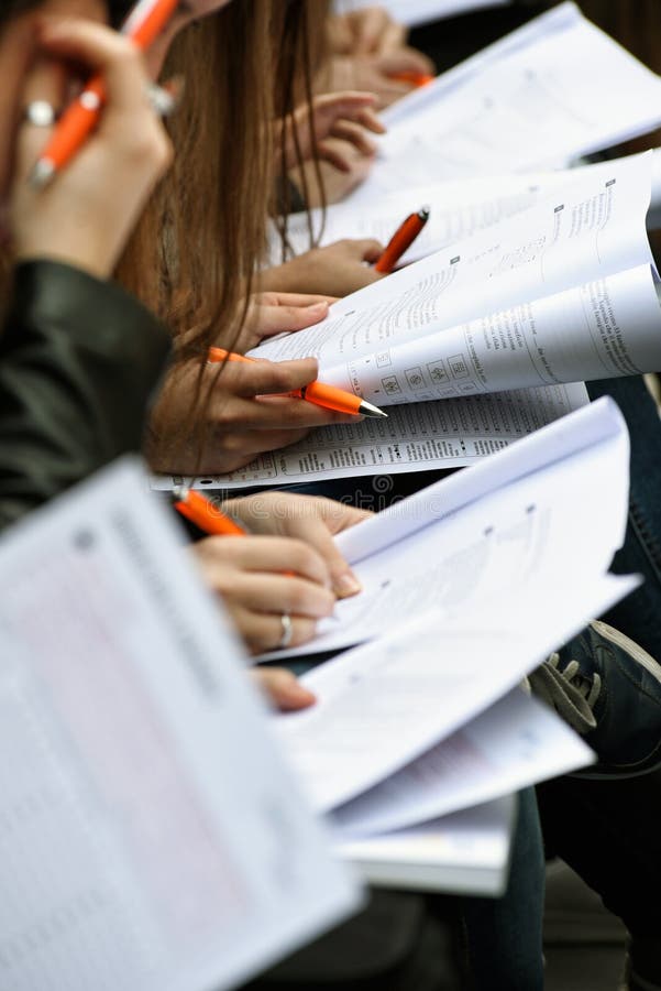 Anonymous Students Passing Exam in University Stock Photo - Image of ...