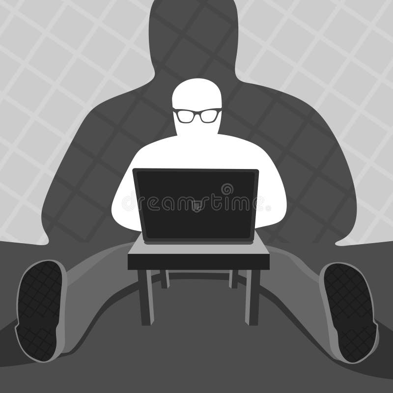 Anonymous User and Computer Vector Illustration Stock Illustration ...
