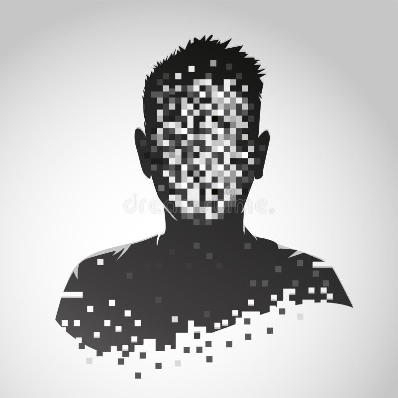 Anonymous Vector Icon. Privacy Concept. Human Head with Pixelated Face ...