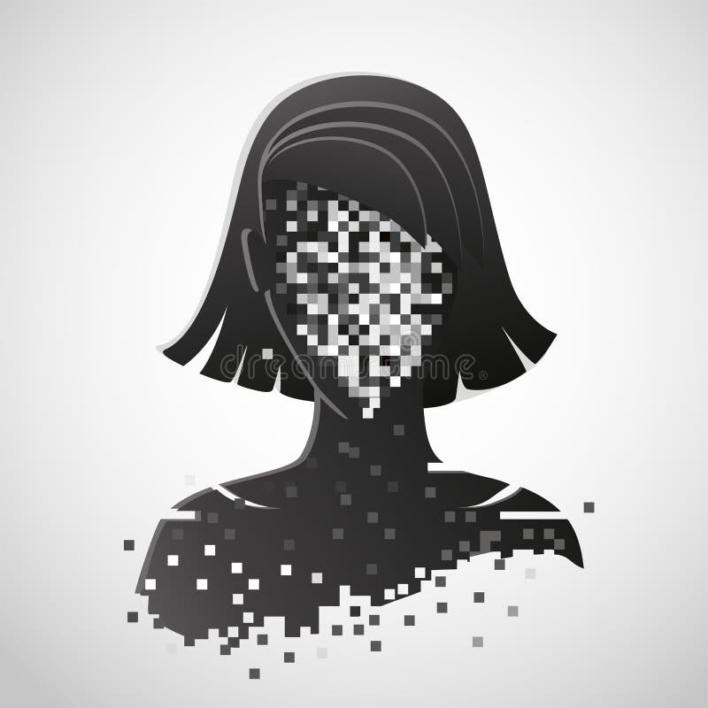 Anonymous Vector Icon. Privacy Concept. Human Head with Pixelated Face ...