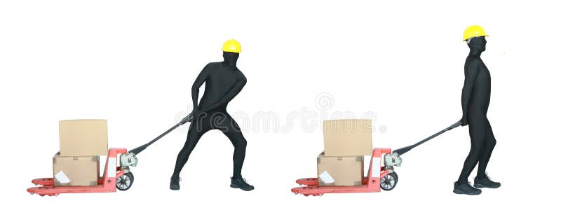 Anonymous Worker Pulling a Forklift with Boxes Stock Image - Image of ...