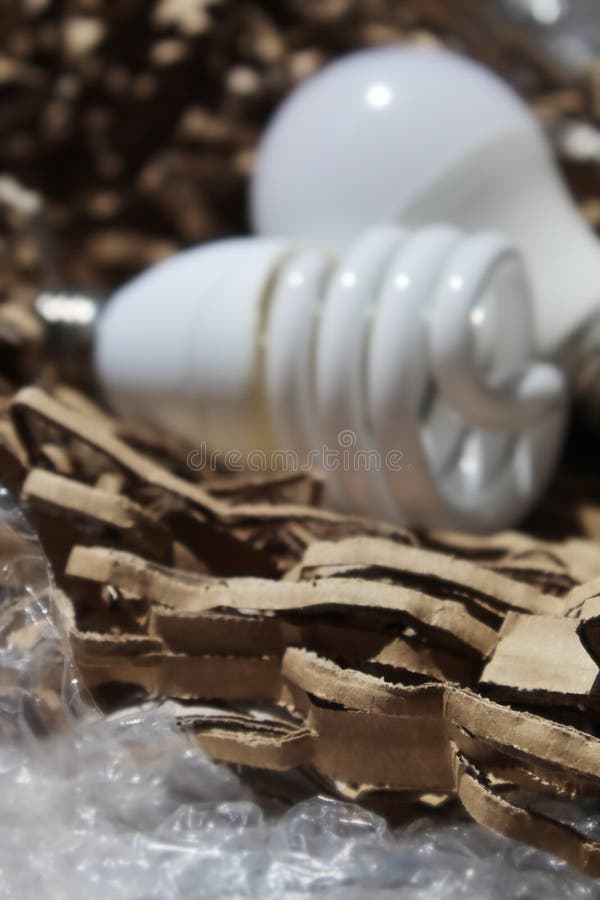Different Waste: Bulbs, Cardboards, Plastic Foil Stock Image - Image of ...