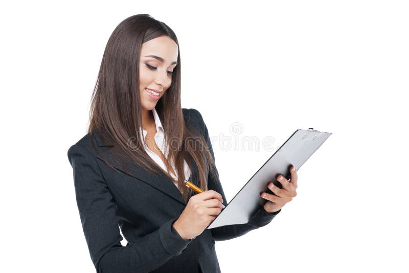 Anotar algo imagen de archivo. Imagen de sonrisa, hermoso - 34447507