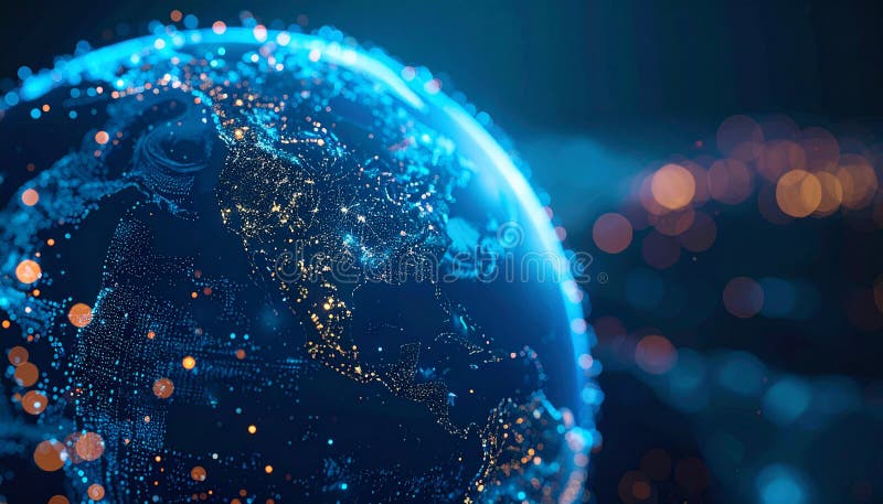 Nanotechnology Particles Forming a Rotating Globe. Generated Image ...