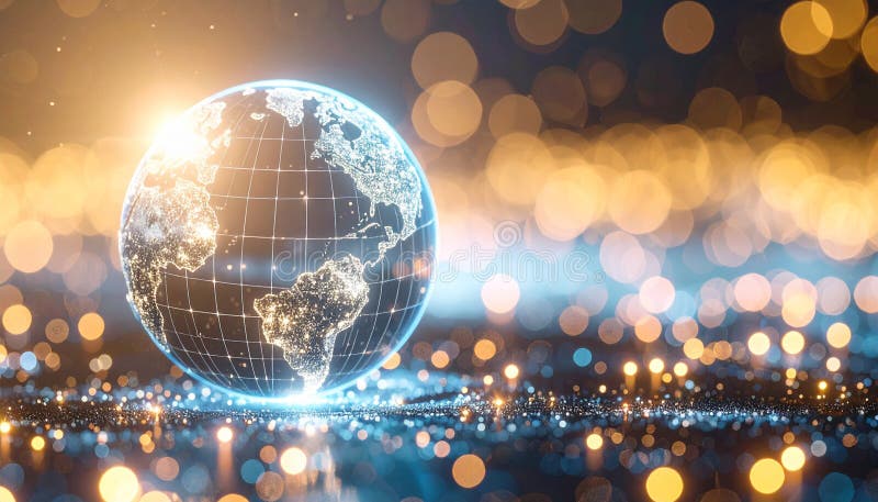 Nanotechnology Particles Forming a Rotating Globe. Generated Image ...