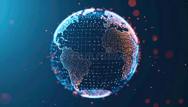 Nanotechnology Particles Forming a Rotating Globe. Generated Image ...