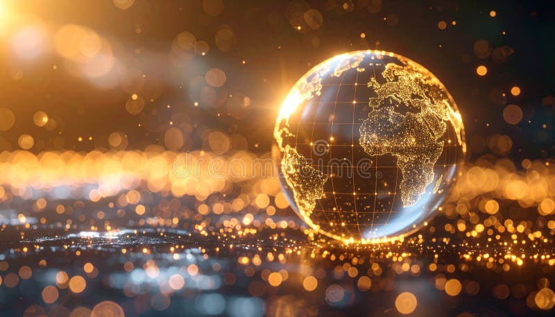 Nanotechnology Particles Forming a Rotating Globe. Generated Image ...