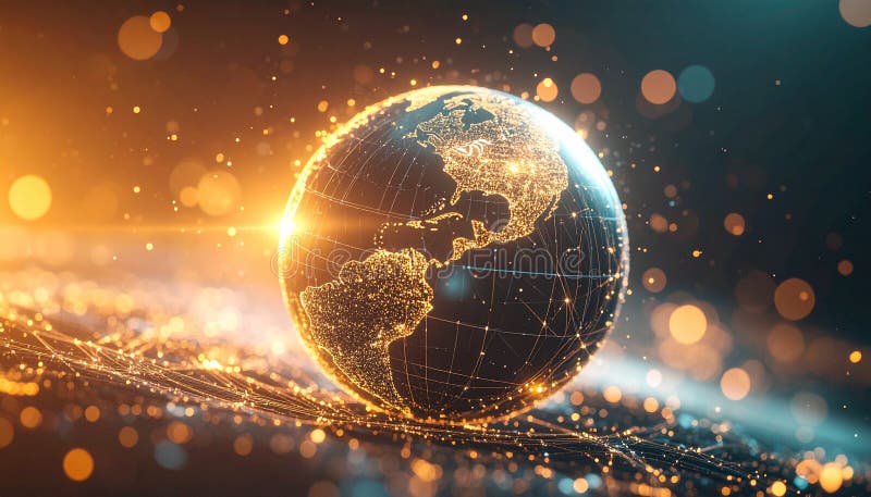 Nanotechnology Particles Forming a Rotating Globe. Generated Image ...