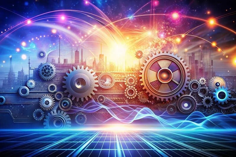 Fantasy Abstract Technology and Engineering Background with Original ...