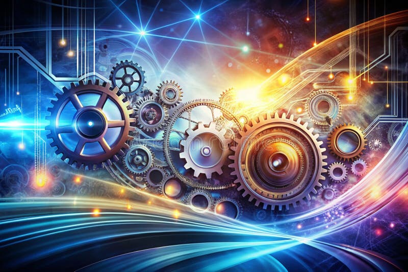 Fantasy Abstract Technology and Engineering Background with Original ...