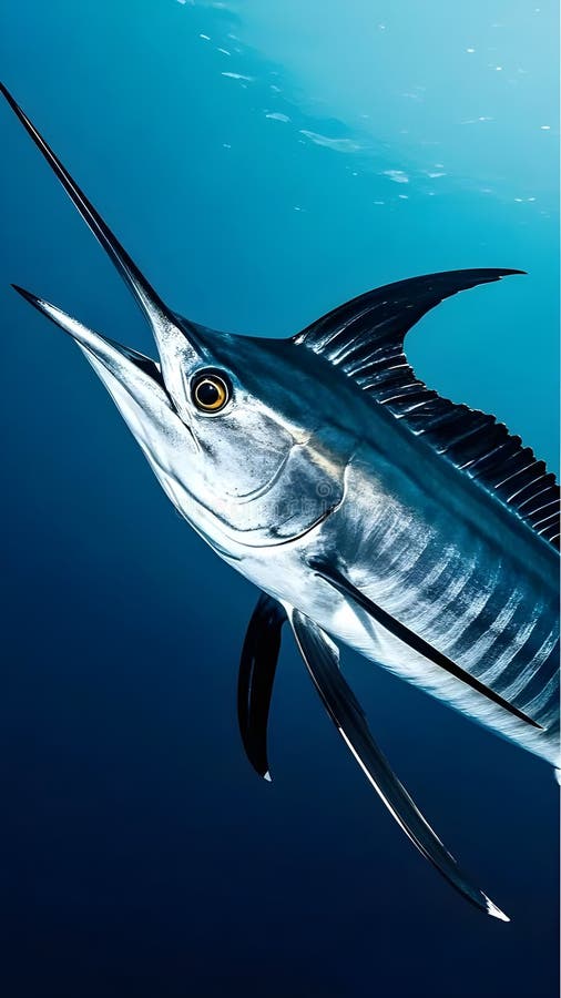 Close Up a Marlin Fish in the Ocean Stock Illustration - Illustration ...