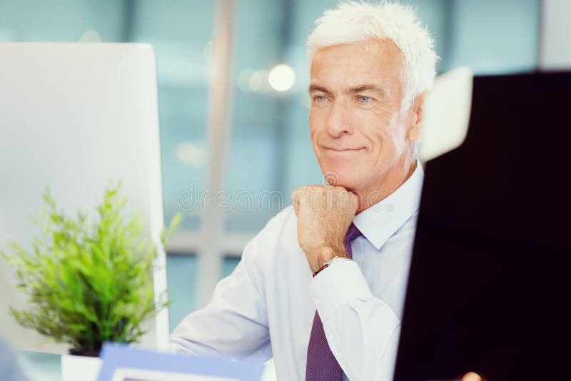 Another Office Day in Front of Computer Stock Image - Image of male ...