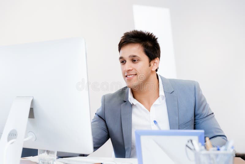 Another Office Day in Front of Computer Stock Photo - Image of office ...