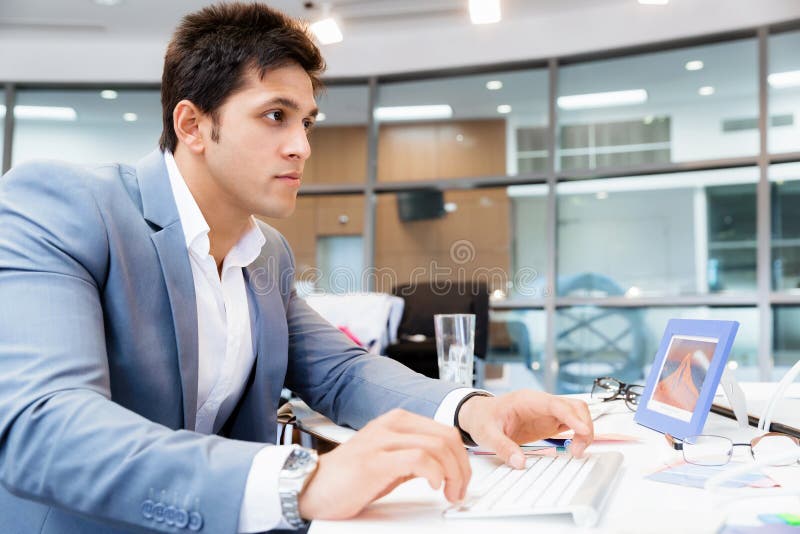 Another Office Day in Front of Computer Stock Photo - Image of sitting ...