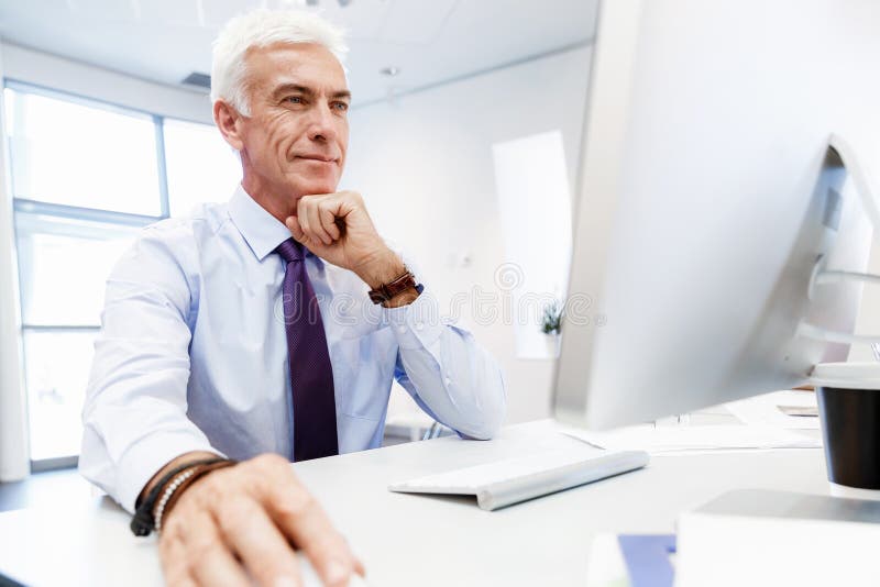 Another Office Day in Front of Computer Stock Image - Image of ...