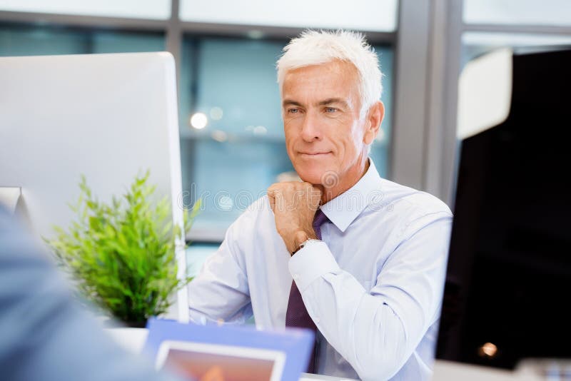 Another Office Day in Front of Computer Stock Image - Image of bright ...