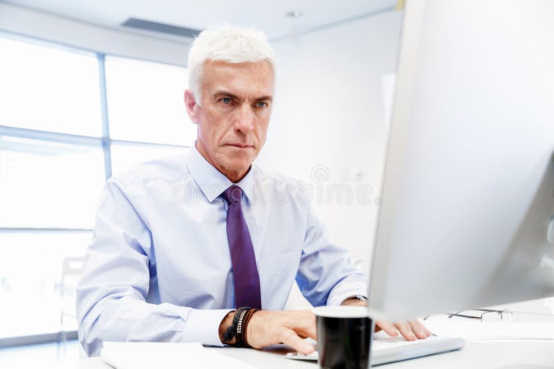 Another Office Day in Front of Computer Stock Photo - Image of indoor ...