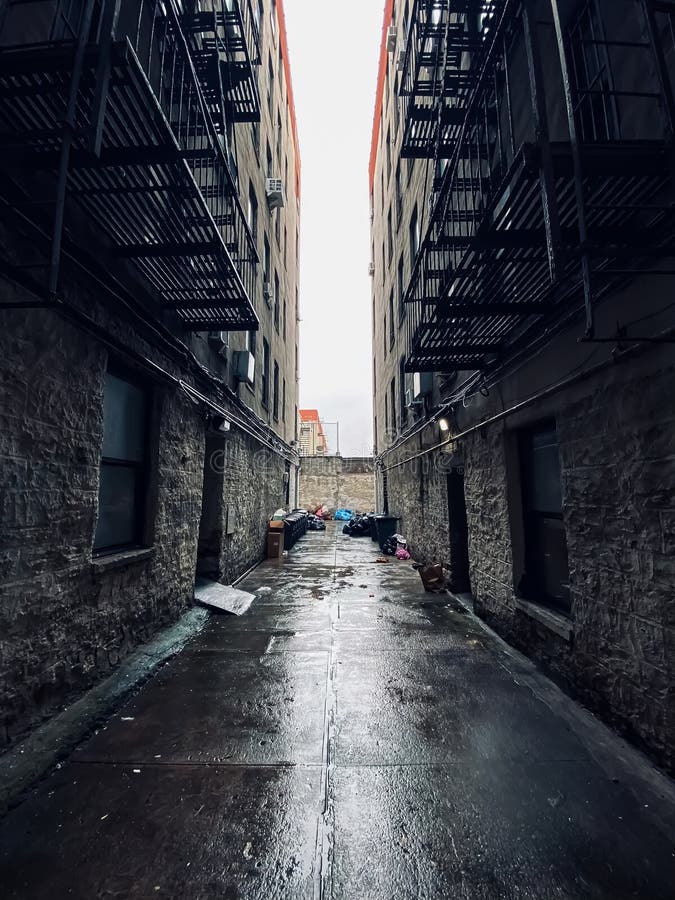 Another Ordinary Rainy Day in an Alley. Stock Image - Image of rdinary ...