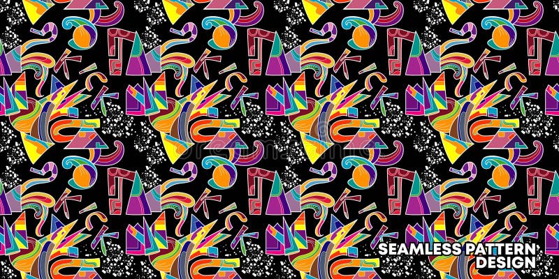 Vector Seamless Pattern with Graffiti and Pop Art Culture Style Stock ...