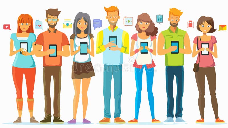 Another Set of People with Cell Phones, Portraying Individuals Using ...