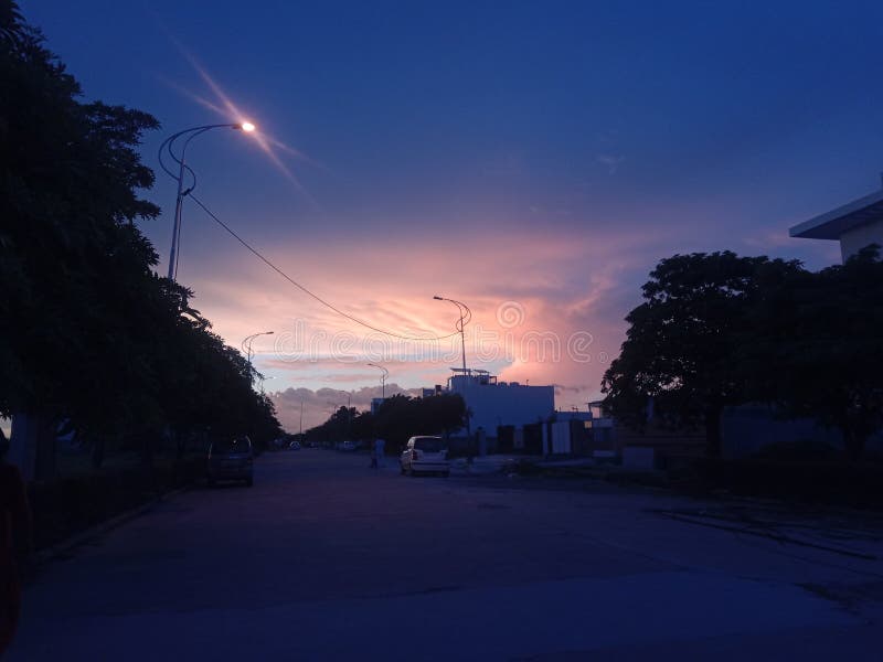 Another Shot of Evening with Colourful Skyline Stock Photo - Image of ...