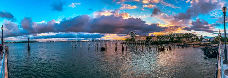 Another Splendid Evening at Clason Point Pier. Stock Image - Image of ...